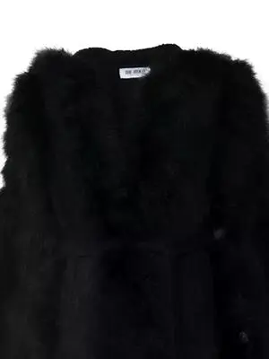 Attico Feather-trim Belted Coat
