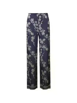 GENNY Floral-print Straight Trousers - Blue