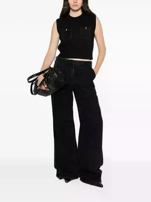 Pinko Sleeveless Knitted Sweater With Chest Pockets - Black