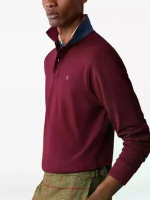 HACKETT LONDON Logo-embroidered Long-sleeve Polo Shirt
