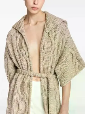 Malo Cable-knit Hooded Coat