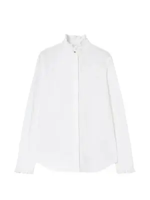 Burberry Classic Fit Ruffled Cotton Poplin Shirt - White