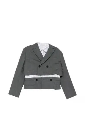 Sacai Double-breasted Layered Blazer - Grey