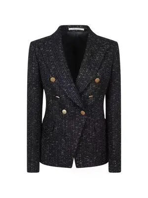 Tagliatore Double-breasted Tweed Jacket - Blue