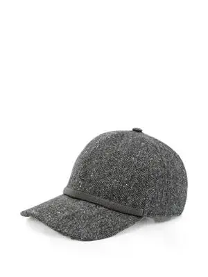 Brunello Cucinelli Monili-embellished Tweed Baseball Cap - Grey