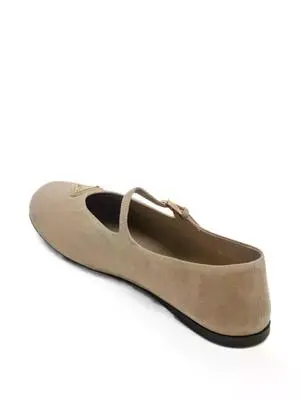 Prada Buckle-strap Suede Ballet Flats