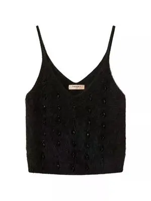 TWINSET Brushed Wool-blend Top With Embroidery
