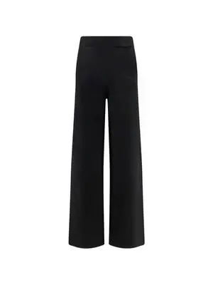 HEVO Ribbed-waistband Wide-leg Trousers - Black