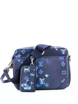 LOUIS VUITTON Trio Messenger Bag Limited Edition Monogram Ink Watercolor Leather Crossbody Bag - Blue