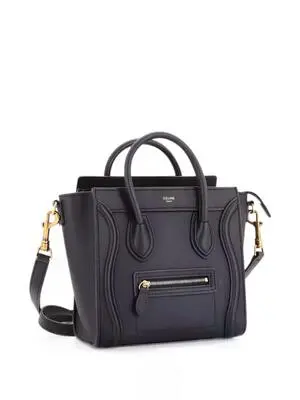 Celine Luggage Bag Smooth Leather Nano Crossbody Bag - Black