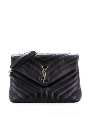 Saint Laurent Loulou Matelasse Chevron Leather Medium Shoulder Bag - Black
