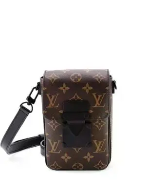 LOUIS VUITTON S Lock Vertical Wearable Wallet Macassar Monogram Canvas Crossbody Bag - Black