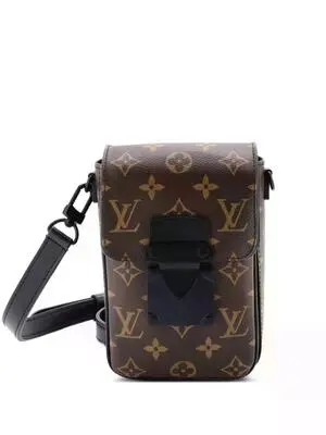 LOUIS VUITTON S Lock Vertical Wearable Wallet Macassar Monogram Canvas Crossbody Bag - Black