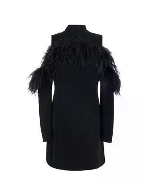 P.a.r.o.s.h Feather-trim Cold-shoulder Mini Dress