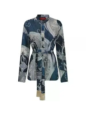 F.R.S FOR RESTLESS SLEEPERS Graphic-print Belted Shirt