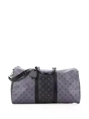 LOUIS VUITTON Keepall Bandouliere Bag Reverse Monogram Eclipse Canvas 50 Travel Bag - Black