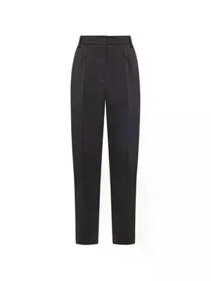 GENNY Pressed-crease Straight-leg Trousers - Black