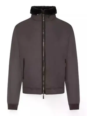 MOORER Shearling-collar Zip-up Jacket