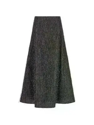 Peserico Metallic-yarn Frayed Midi Skirt