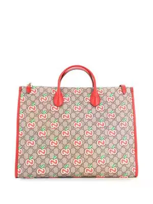 Gucci Convertible Open Apple Gg Coated Canvas Large Tote Bag