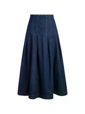 Polo Ralph Lauren Pleated Denim Midi Skirt