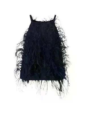 Pinko Feather-trim Sequin-embellished Top - Blue