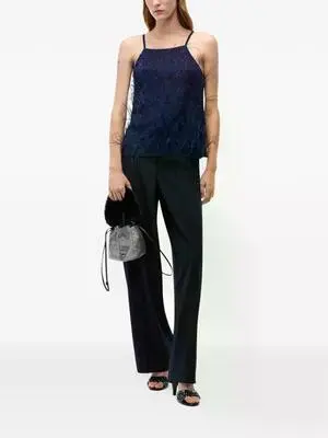 Pinko Feather-trim Sequin Embellished Top - Blue