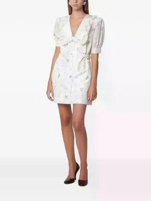 Alessandra Rich Floral-print Ruffled-collar Dress