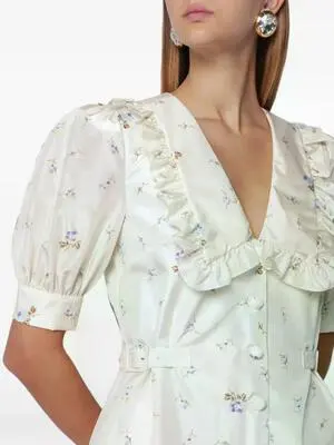 Alessandra Rich Floral-print Ruffled-collar Dress