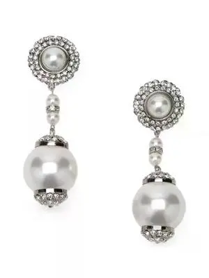 Alessandra Rich Faux-pearl Crystal-embellished Earrings - Silver