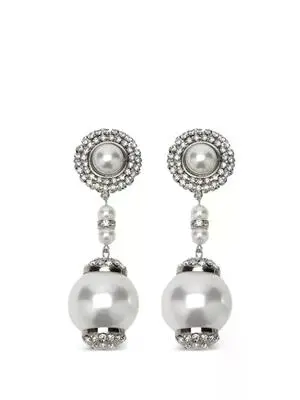 Alessandra Rich Faux-pearl Crystal-embellished Earrings - Silver