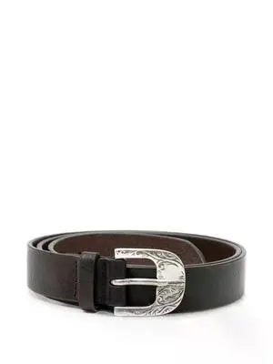 Orciani Engraved-buckle Leather Belt - Brown