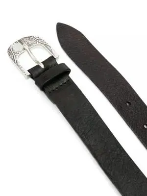 Orciani Engraved-buckle Leather Belt
