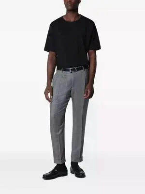 PT TORINO Herringbone-pattern Pleated Trousers - Grey