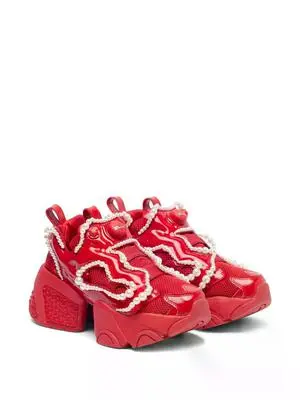 REEBOK Instapump Fury Faux-pearl Embellished Sneakers - Red