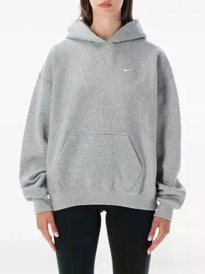 Nike Studio Logo-embroidered Pouch-pocket Hoodie - Grey