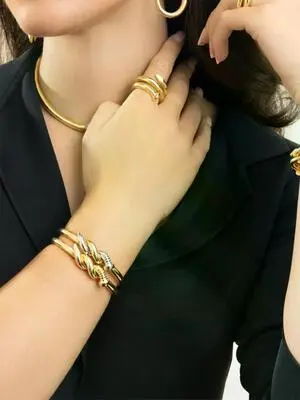 David Webb Twisted Nail Cuff Bracelet In 18k Yellow And Platinum