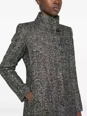 FAY Herringbone-pattern Funnel-neck Coat
