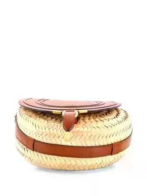 Chloé Marcie Basket Raffia And Leather Small Crossbody Bag