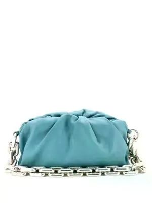 Bottega Veneta The Chain Pouch Leather Shoulder Bag - Blue
