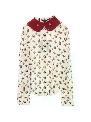 LOUIS VUITTON Monogram Silk Blouse