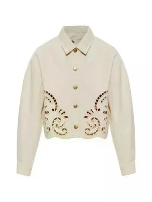 Ulla Johnson Bobbi Cut-out Denim Jacket - Neutrals