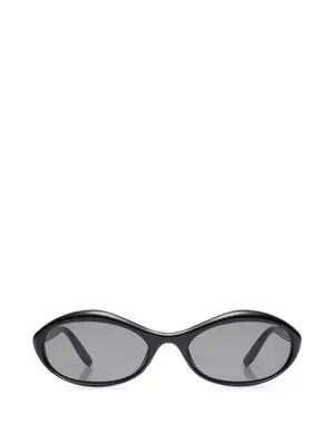 Magda Butrym Oval Frame Sunglasses With Printed Arm - Black