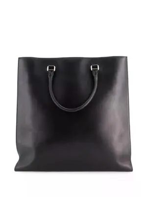 Prada Triangle Logo Convertible Open Leather Large Tote Bag - Black