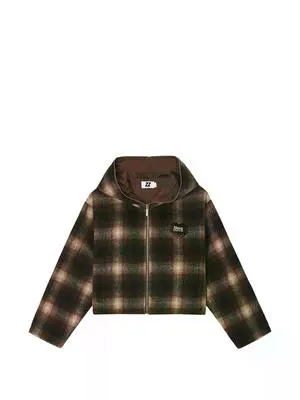 Izzue Check-pattern Heart-patch Cropped Jacket