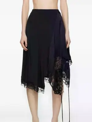 Vetements Lace-trimmed Asymmetric Skirt