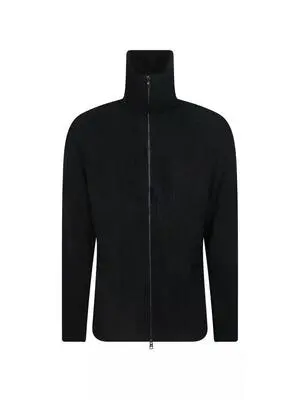 Tagliatore Ribbed-knit Zip-up Sweater - Black