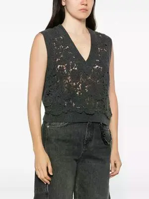 ERMANNO FIRENZE Floral-lace Gilet - Grey