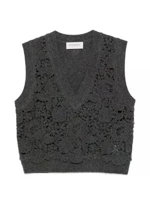 ERMANNO FIRENZE Floral-lace Wool Gilet - Grey