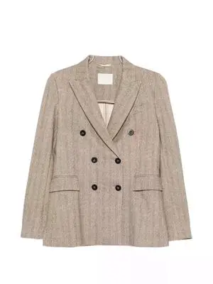 CIRCOLO 1901 Double-breasted Herringbone Jacket - Neutrals